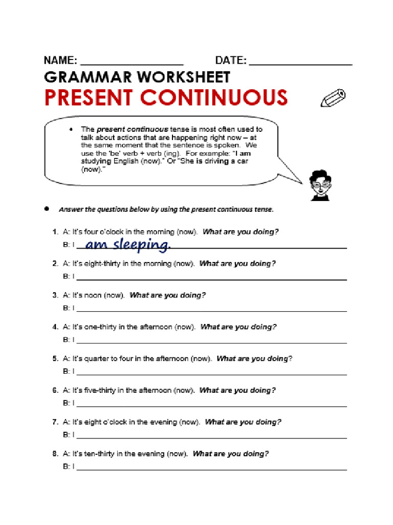 Worksheet Present Continuous | PDF