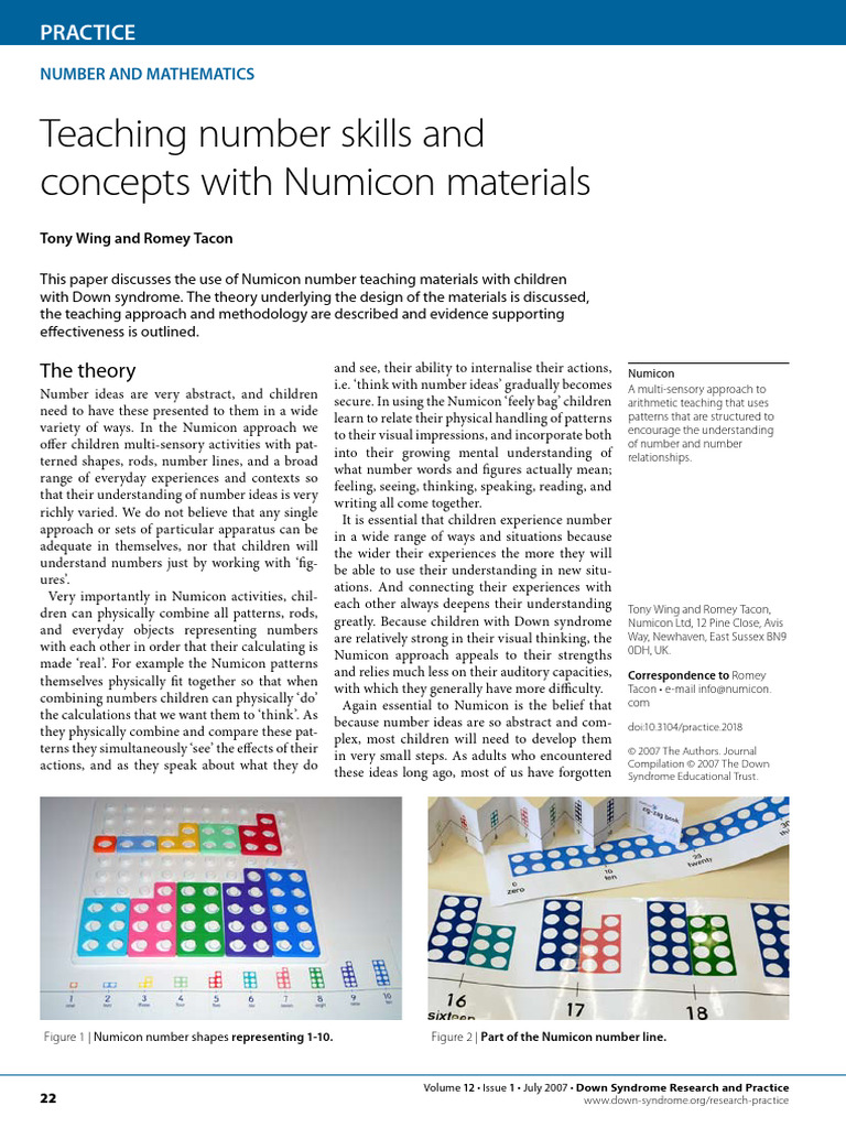 Teaching Number Skills and Concepts With | PDF | Experience | Understanding