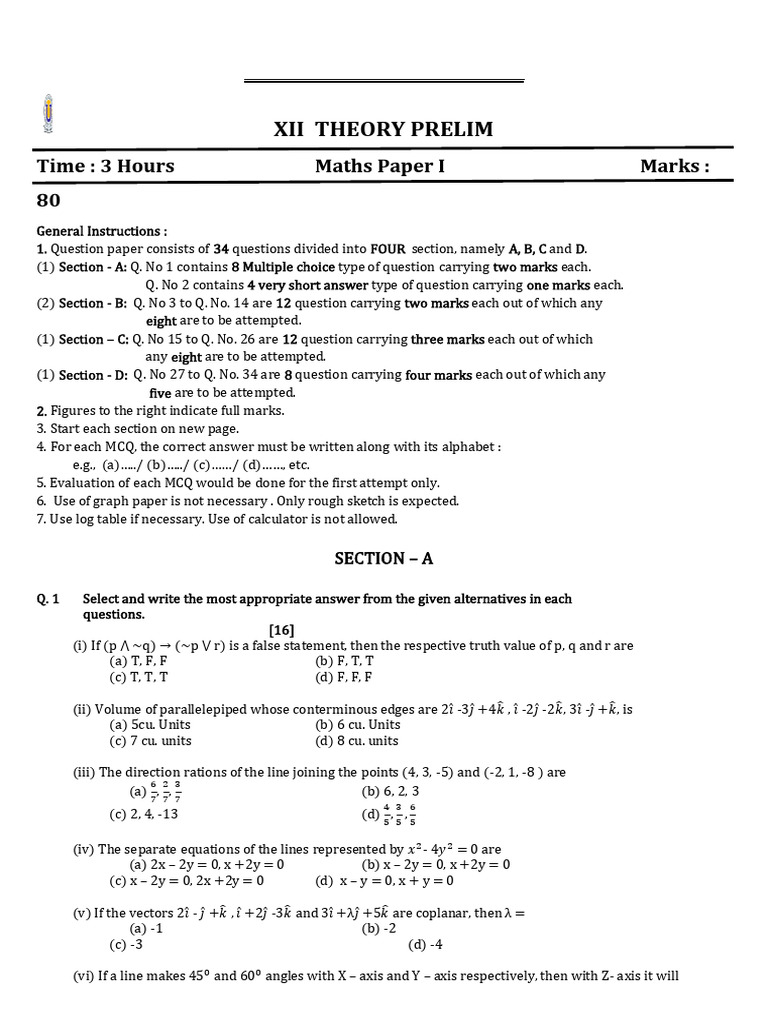 Prelim Maths Part - 1 | PDF | Multiple Choice | Fertilizer