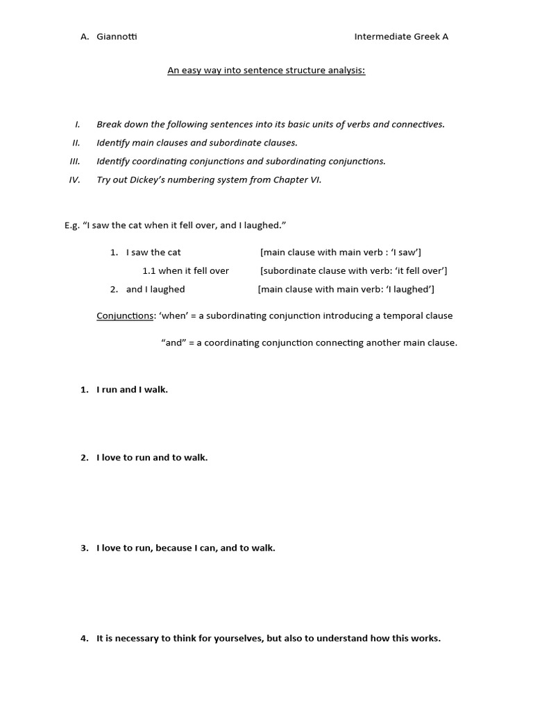 Week 7 - SENTENCE STRUCTURE INTRODUCTORY EXERCISE | PDF