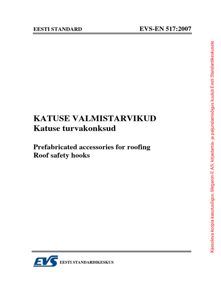 Evs - en - 517 2007, Katuse Valmistarvikud - Turvakonksud | PDF