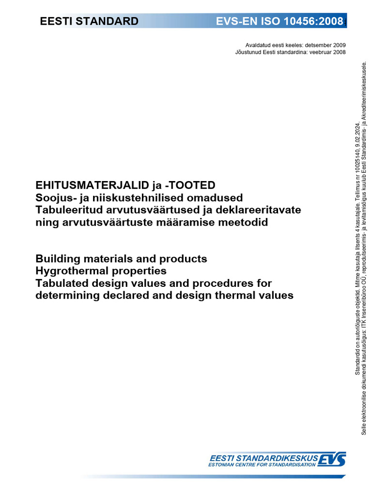 Evs en Iso 10456 2008 Ehitusmaterjalid Ja - Tooted | PDF