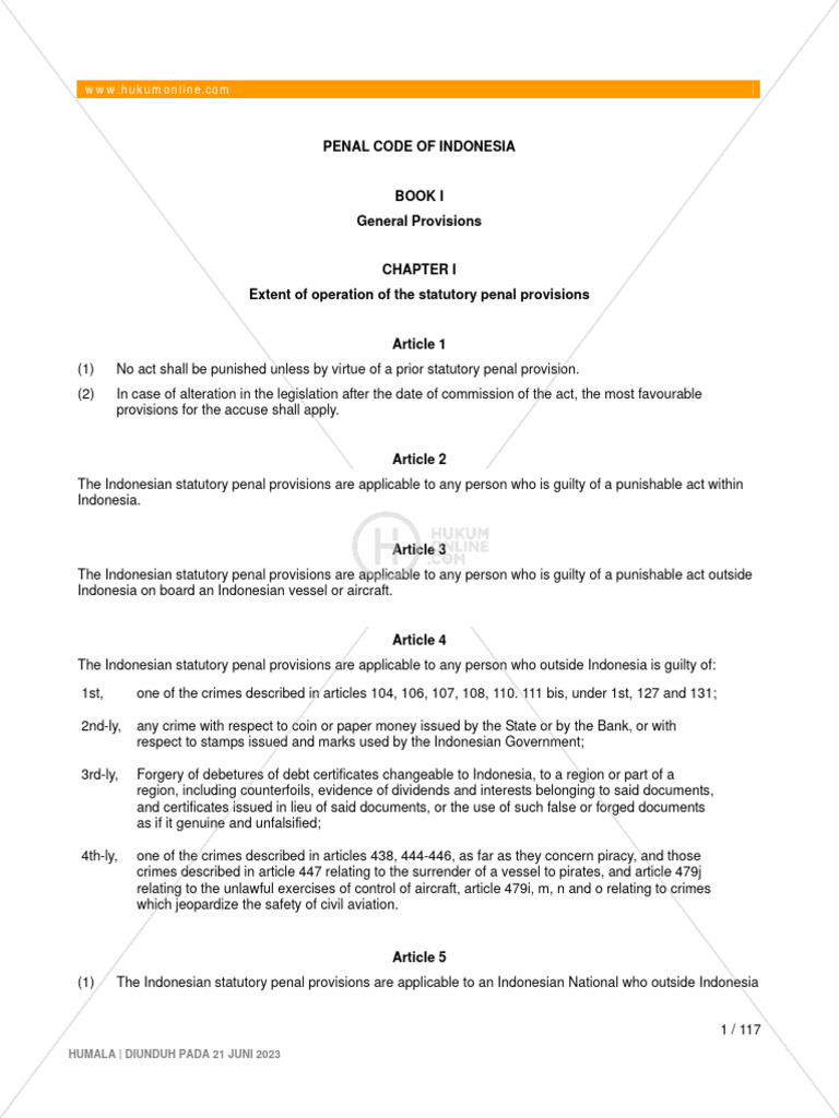 Penal Code of Indonesia - Wetboek Van Strafrecht - KUHP Lama Belanda ...