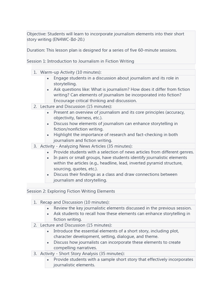 Lesson Plan With Integration of Journalism | PDF | News | Brainstorming