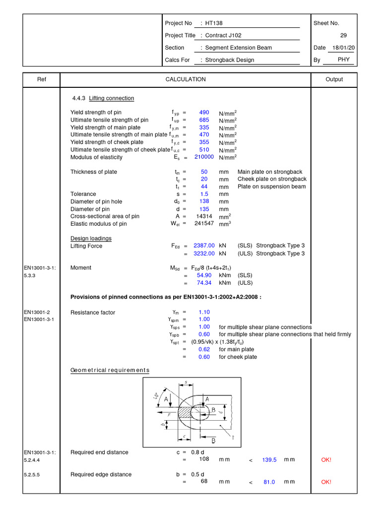 Lifting Lug Design Calculations | PDF