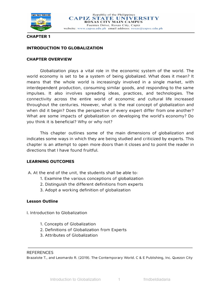 C1 Introduction To Globalization | PDF | Globalization | Economies