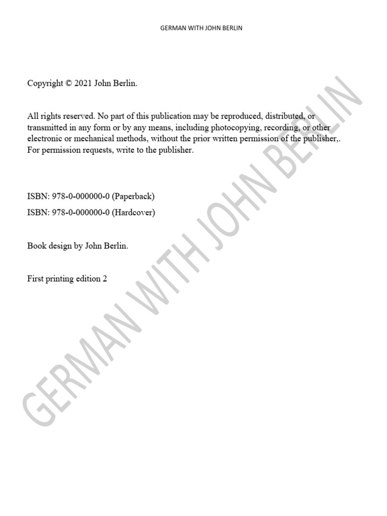 1.1 Answer Book A1 - B1 - German With John Berlin Free Lectures Umy | PDF