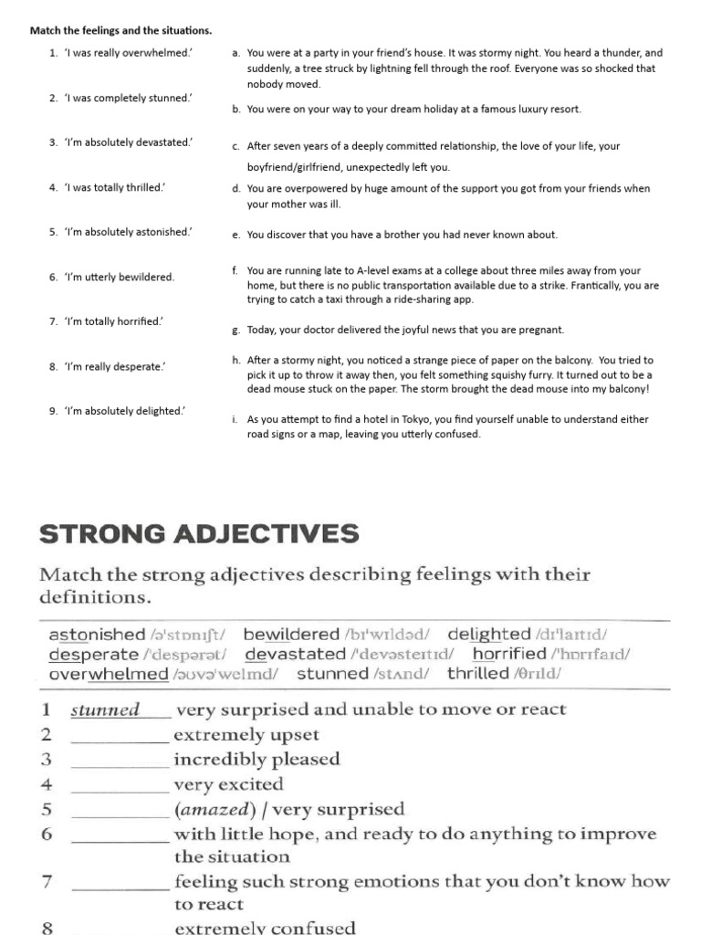 Strong Adjective Worksheet | PDF