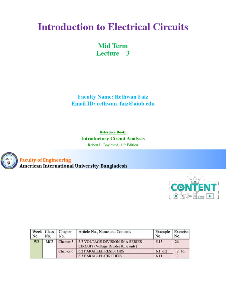 IEC - Mid Lecture-3 | PDF | Electrical Network | Series And Parallel ...