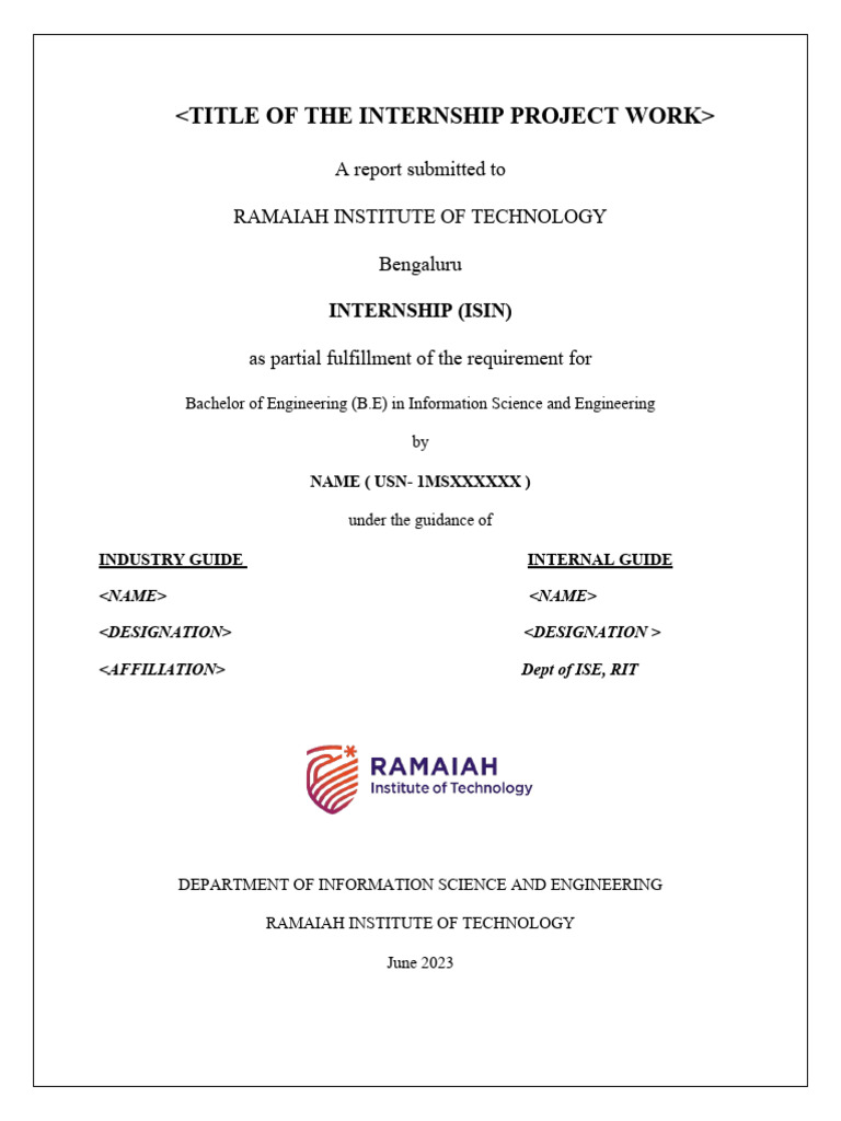 InternshipReport FrontPage | PDF