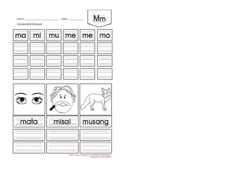 Latihan Menulis Ma Mi Mu Me Mo | PDF