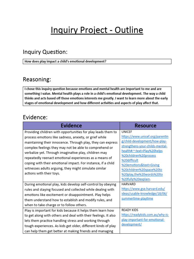 Inquiry Project - Outline | PDF