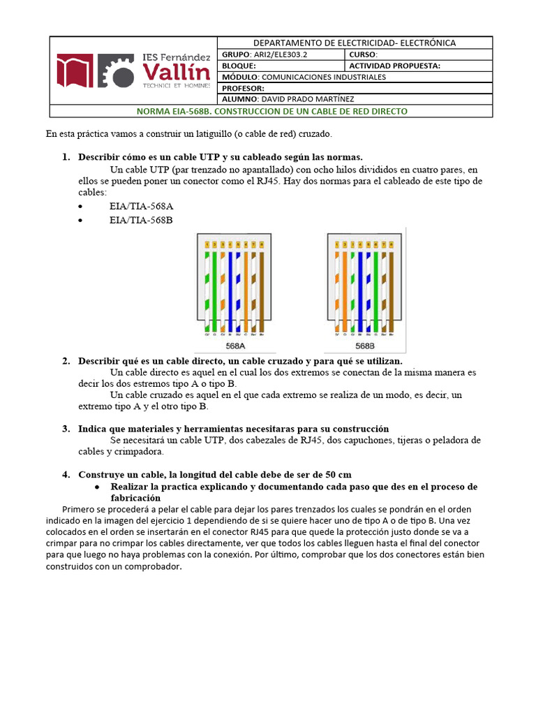 AP3 Construir Un Cable UPT-RJ45 | PDF | Equipo de telecomunicaciones ...