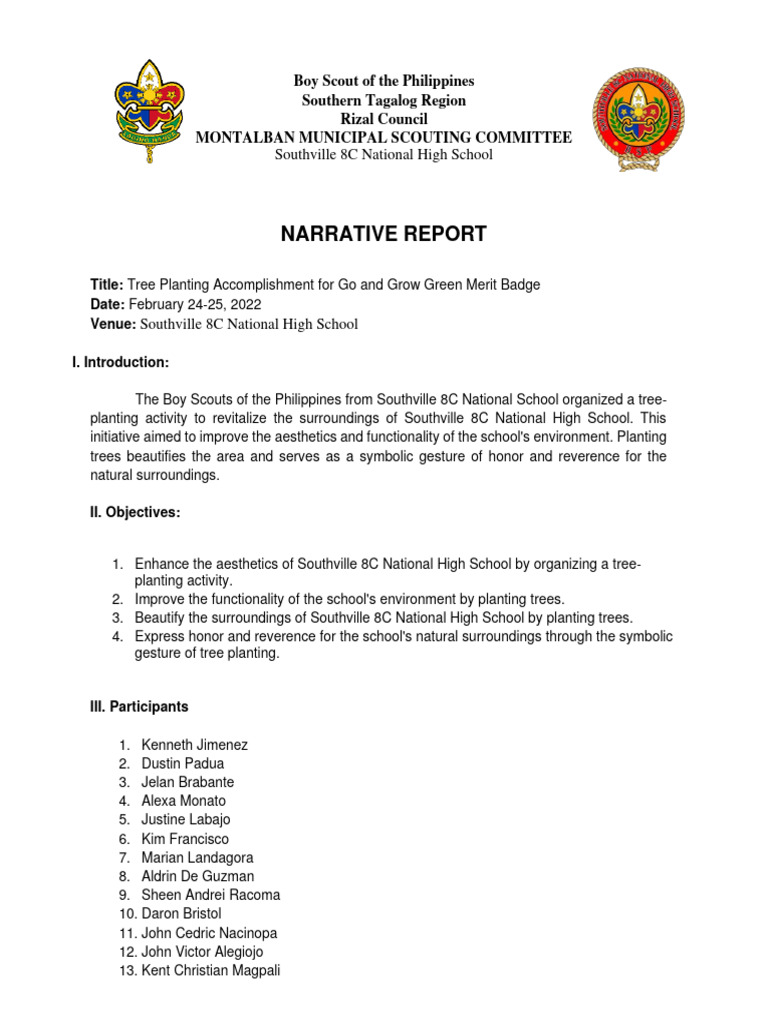 Narrative Report Tree Planting | PDF