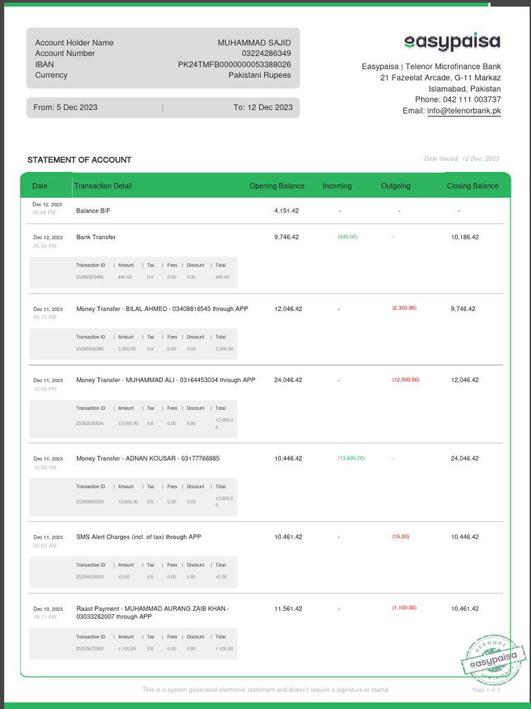 E Statement | PDF | Wire Transfer | Fee