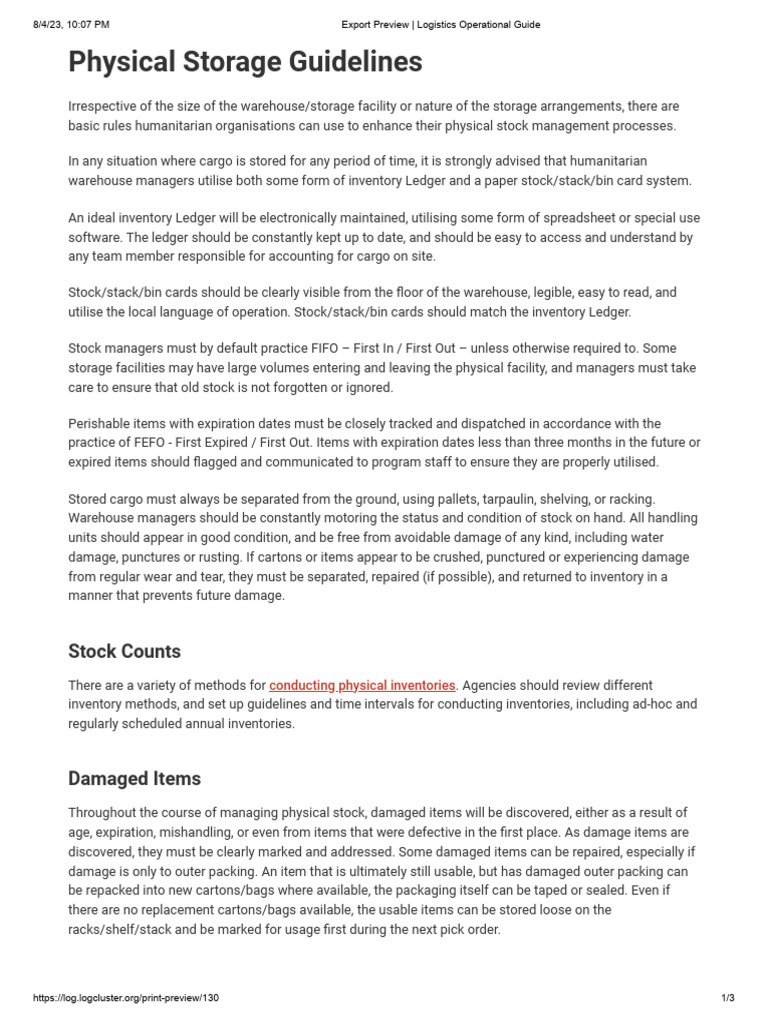 Export Preview - Logistics Operational Guide | PDF | Warehouse | Inventory