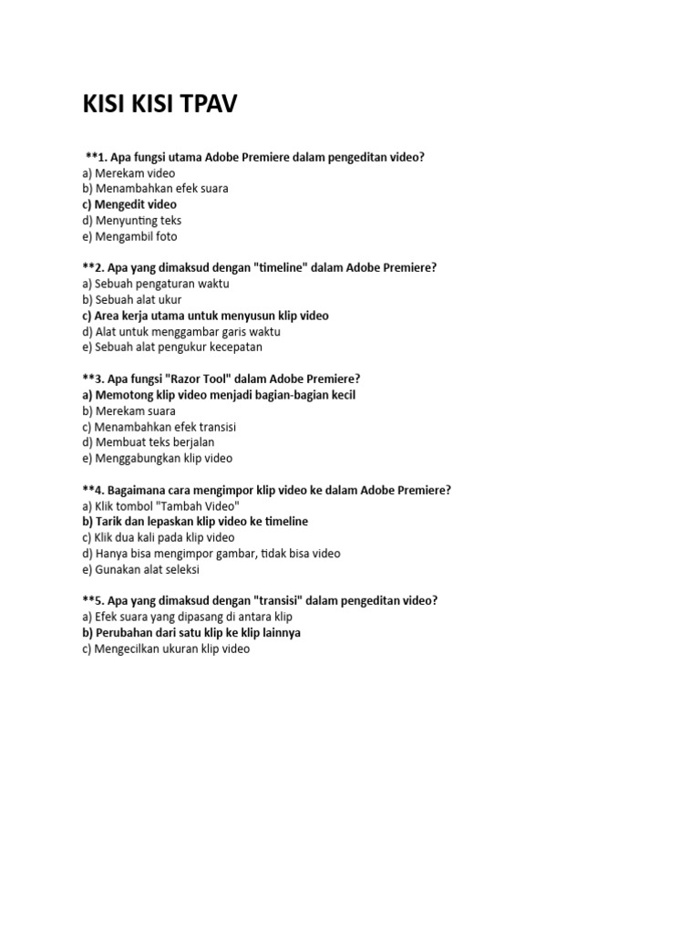 Kisi Kisi Tpav | PDF