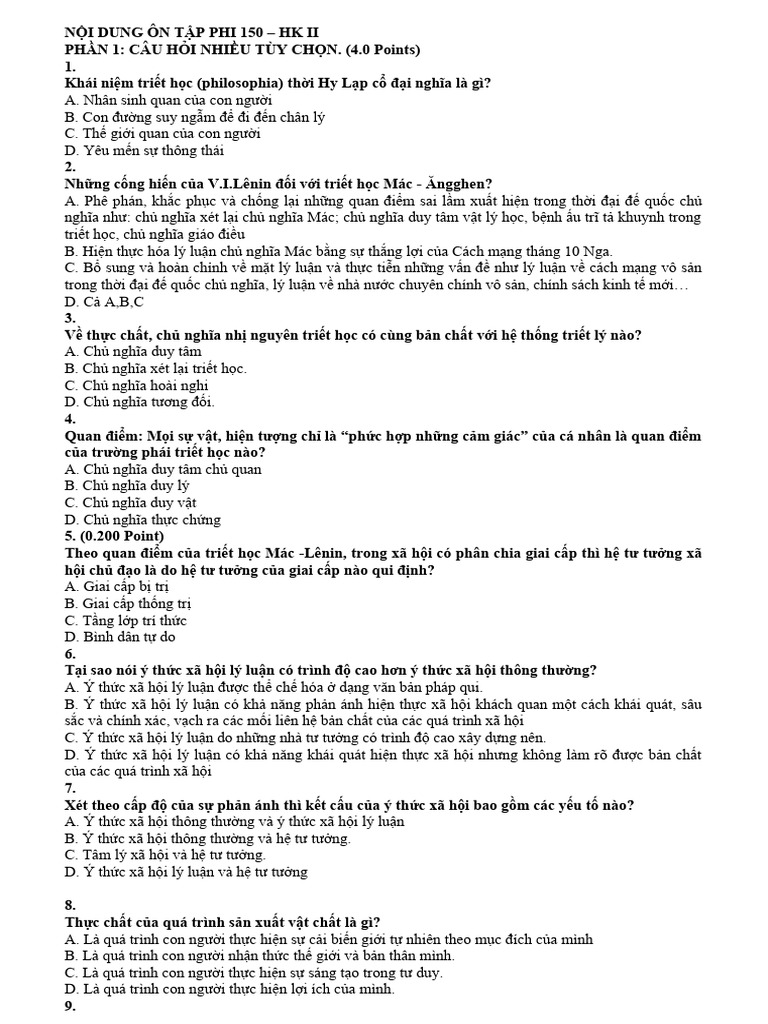 ÔN TẬP PHI 150 HK 2 | PDF