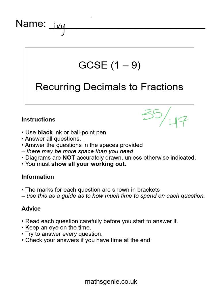6 Recurring Decimals | PDF