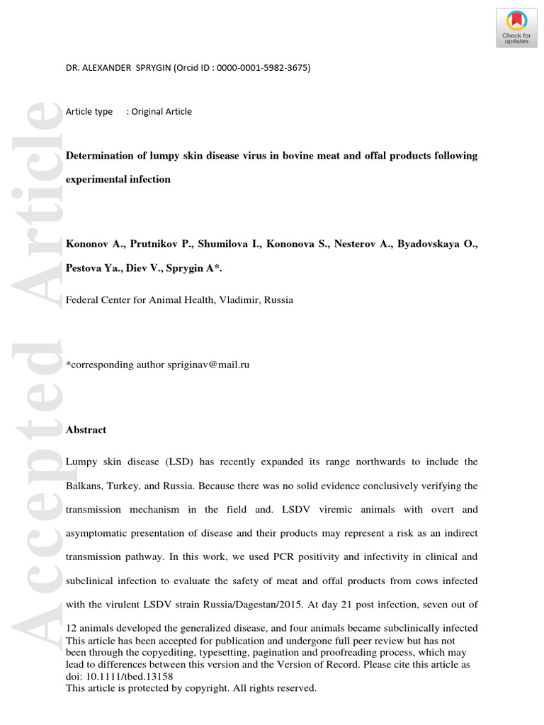 LSD in Meat | PDF | Infection | Virus