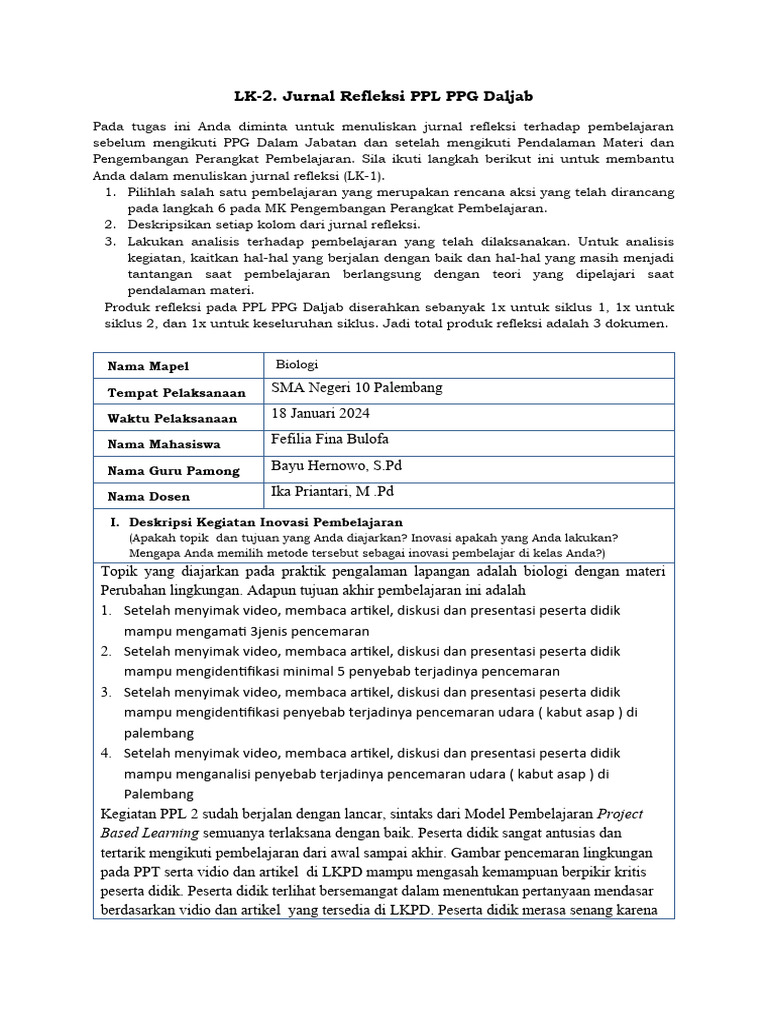 Produk Bahan Refleksi | PDF | Karier & Perkembangan