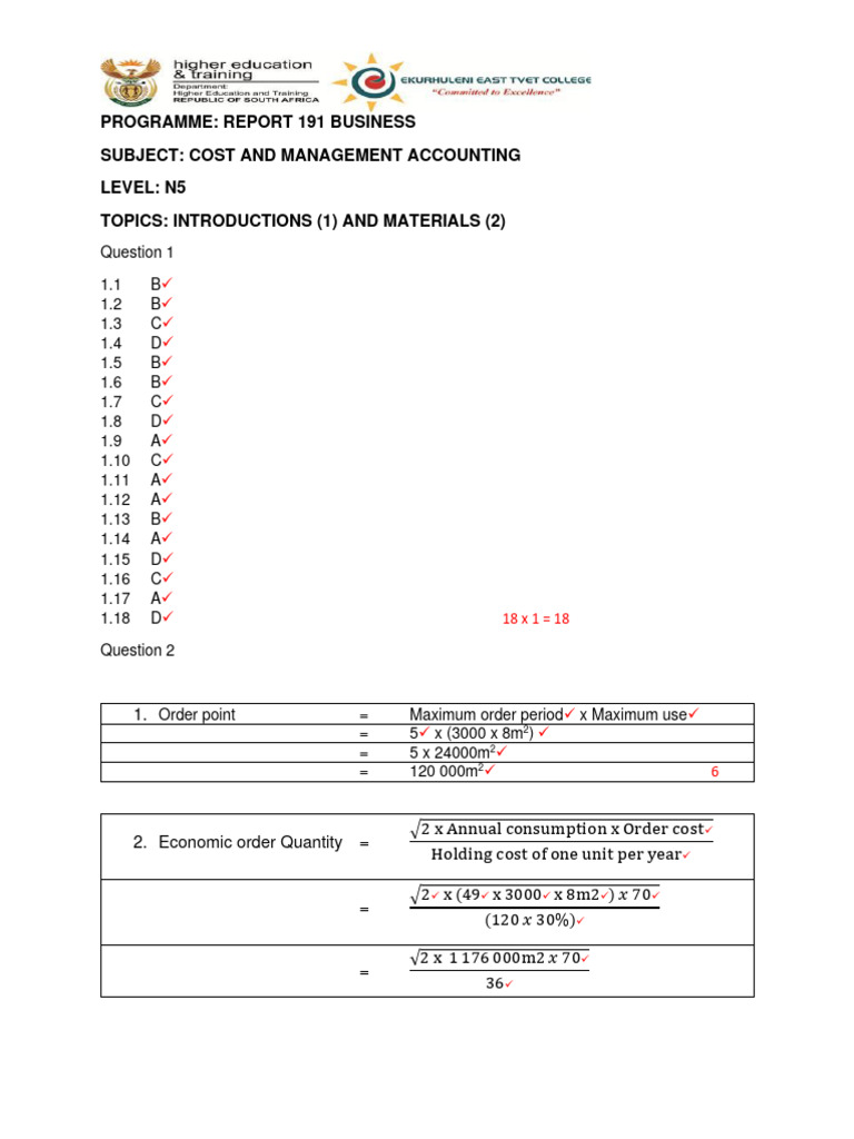 Cost and Management Accounting N5 Notes Solution | PDF