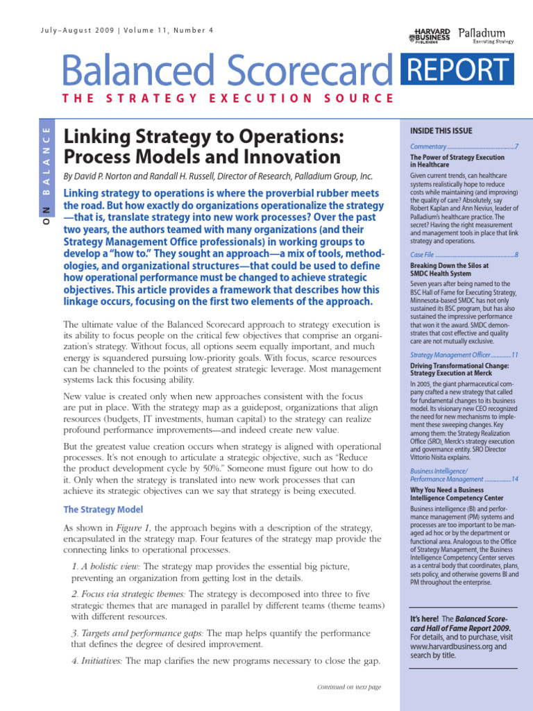 Robert S. Kaplan, David P. Norton - Balanced Scorecard Report - The ...