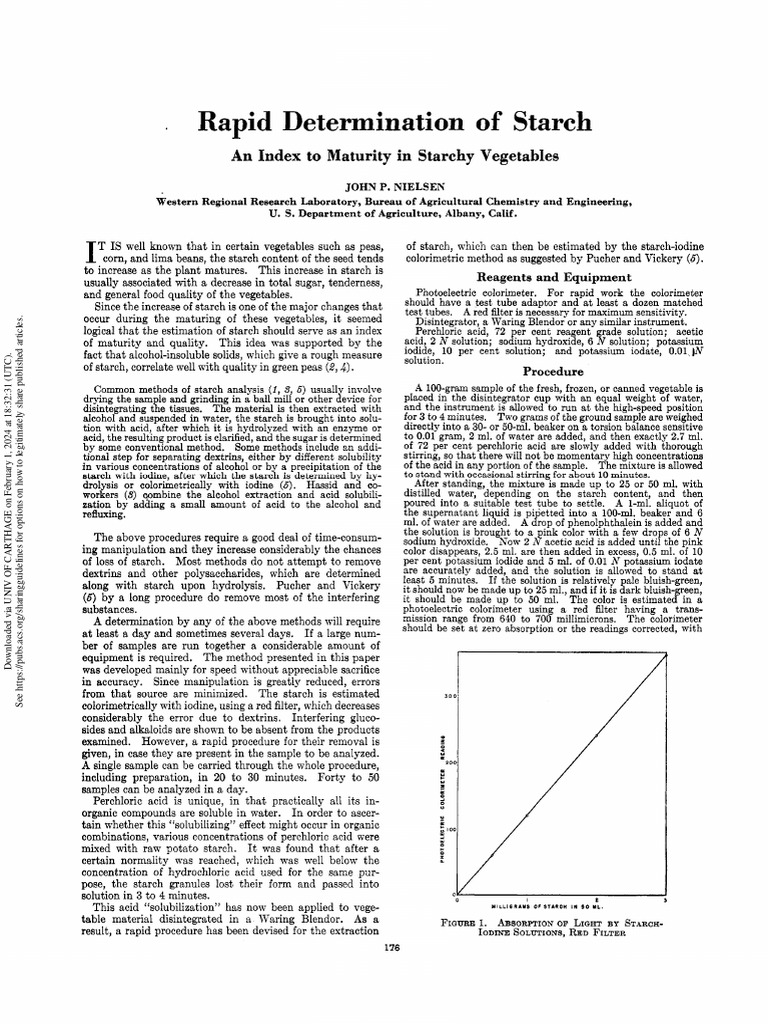 Nielsen 2002 Rapid Determination of Starch An Index To Maturity in ...
