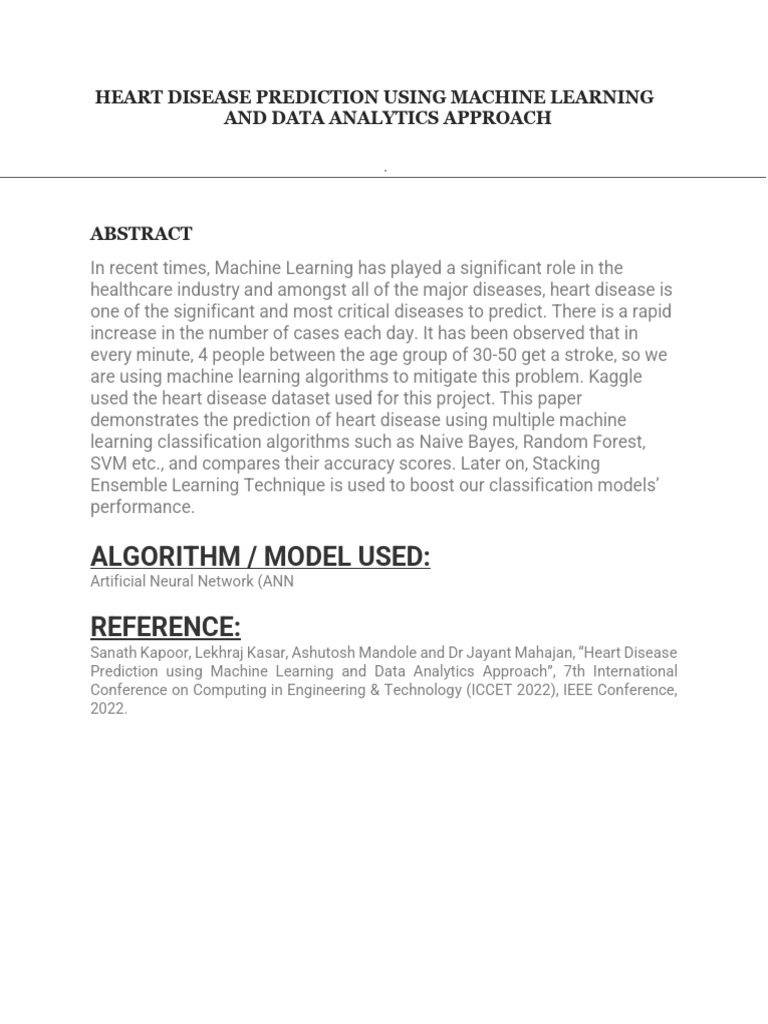 Heart Disease Prediction Using Machine Learning Pdf