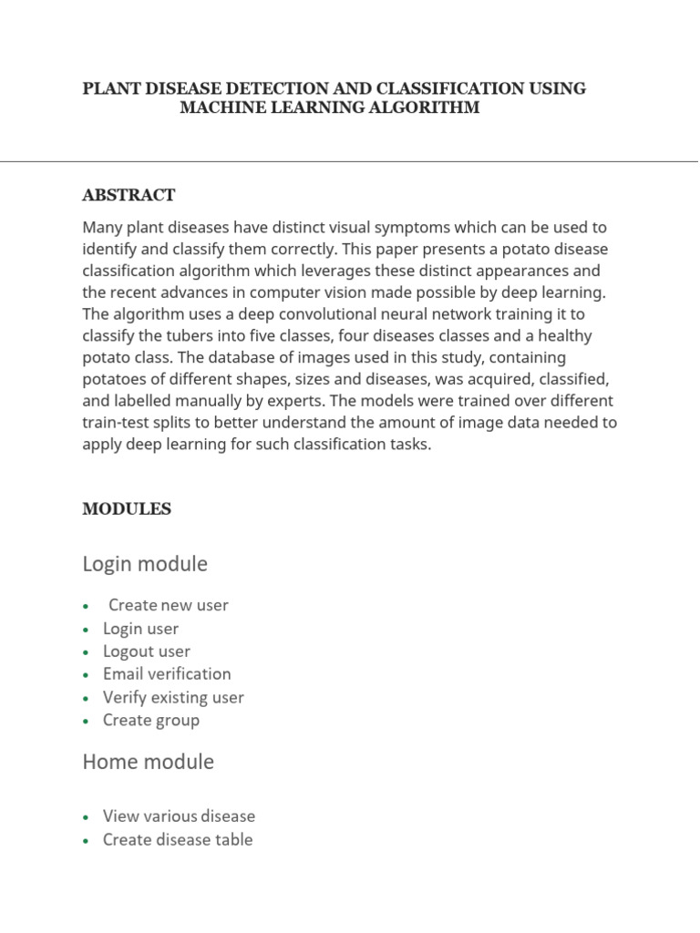 Plant Disease Detection and Classification Using | PDF | Databases ...