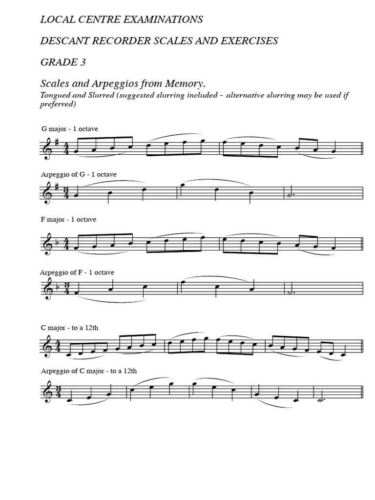 Recorder Exercises GR 3 | PDF