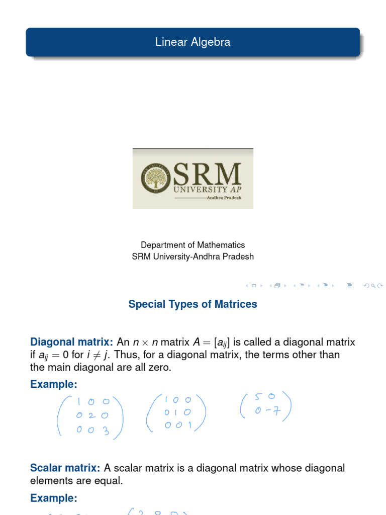Special Types of Matrices in Linear Algebra | PDF | Matrix (Mathematics ...