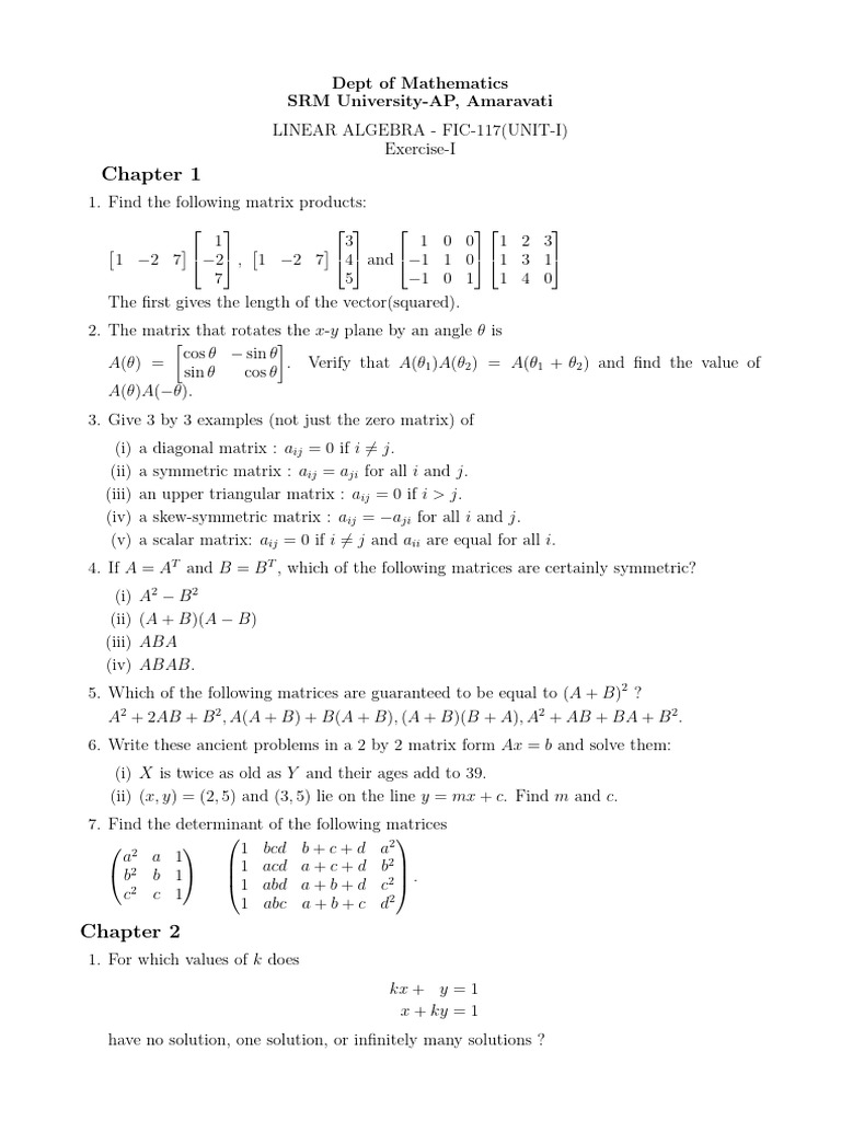 Maths Assignment 1 | PDF | Matrix (Mathematics) | Mathematical Physics