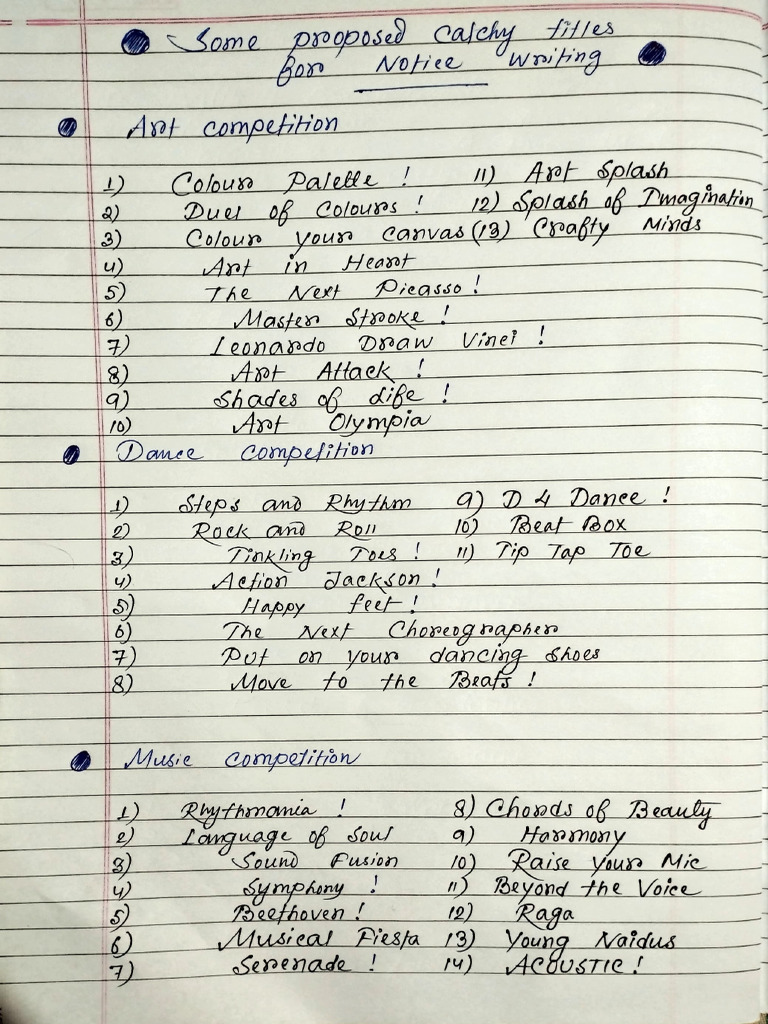 Catchy Titles of Notice | PDF