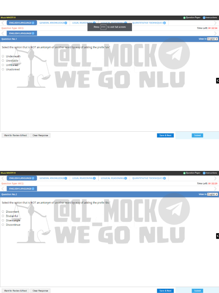 Le Mhcet Mock 1 @CL - Mock | PDF