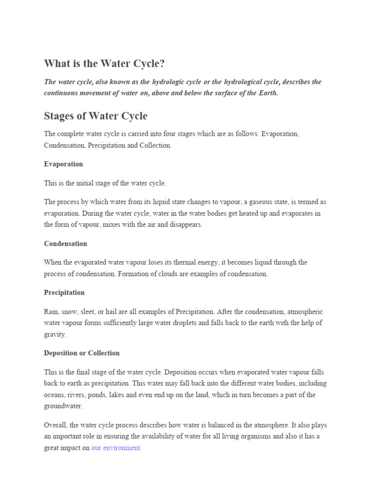 Water Cycle Stages Explained | PDF | Art