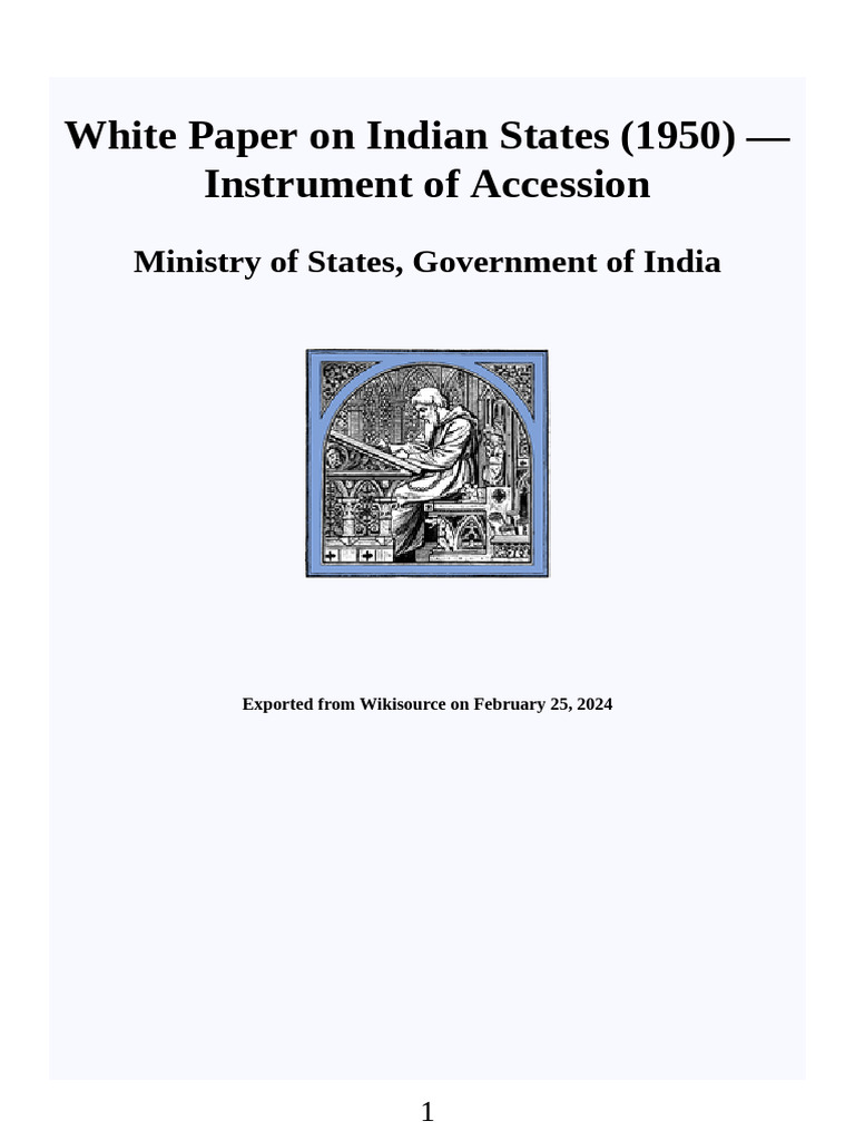 White Paper On Indian States (1950) Part 4 Instrument of Accession ...