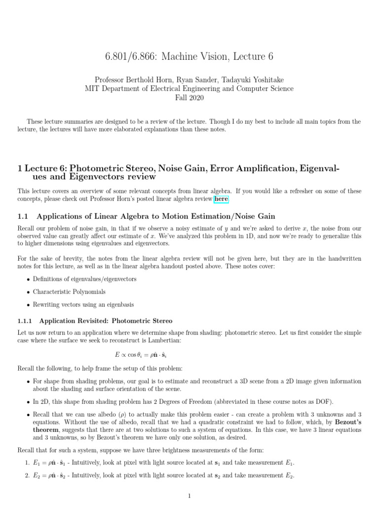 Lec 6 | PDF | Eigenvalues And Eigenvectors | Euclidean Vector