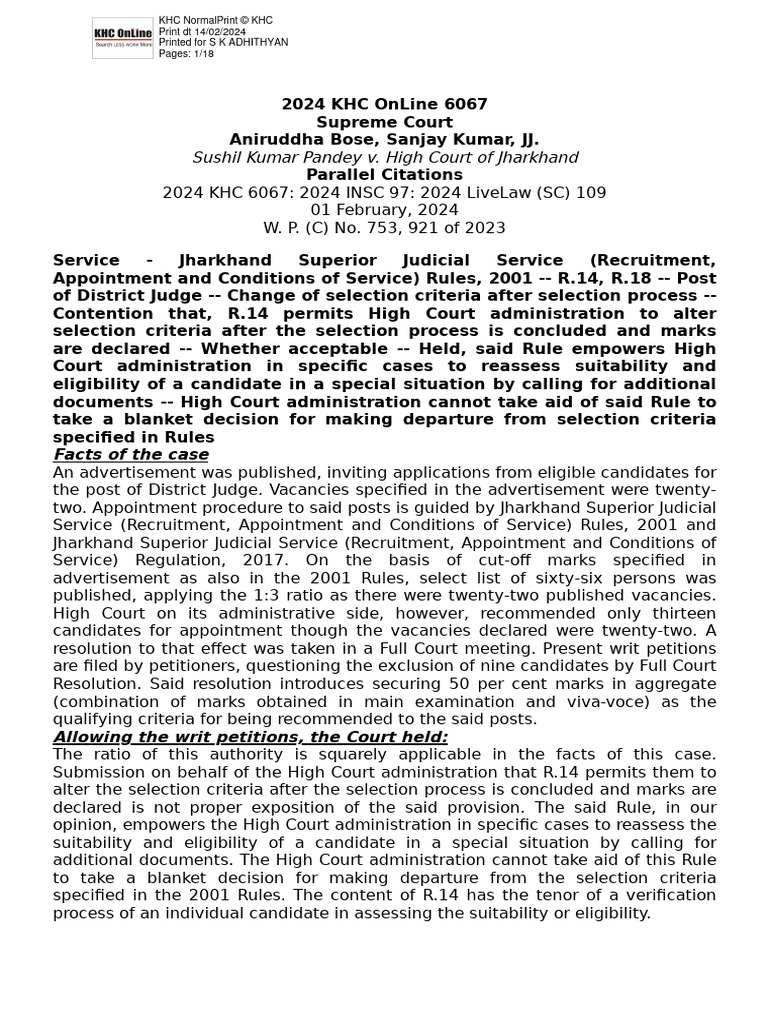 2024 KHC Online 6067 | PDF | Judgment (Law) | Civil Service