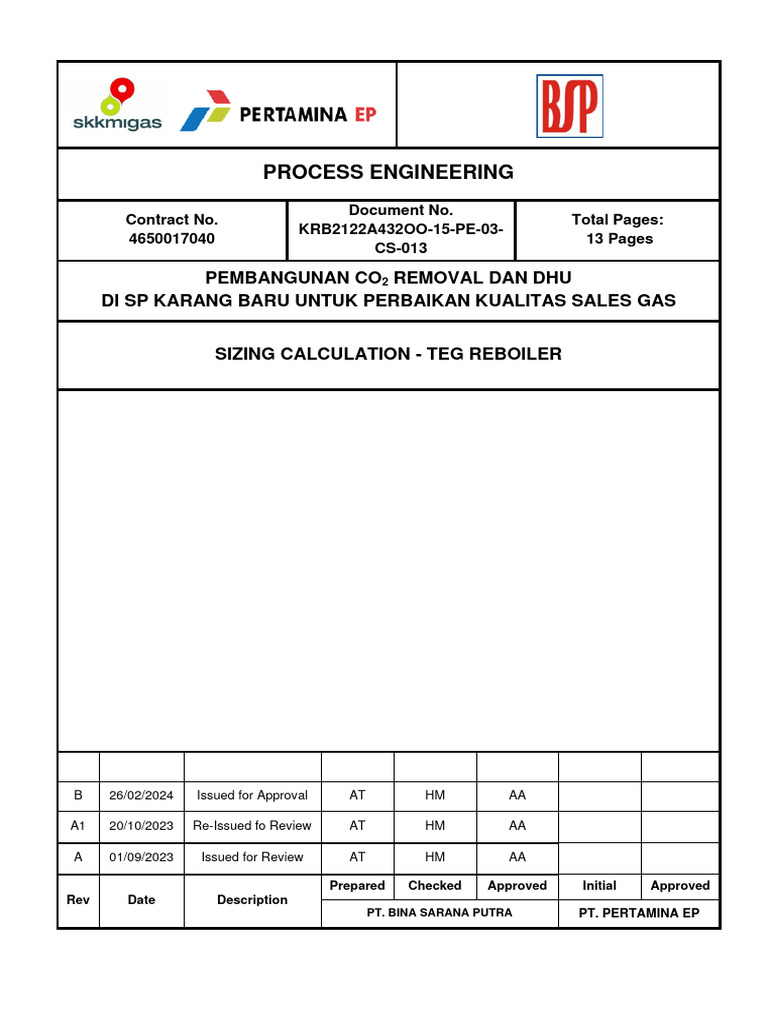 Sizing TEG Reboiler untuk DHU SP Karangbaru | PDF