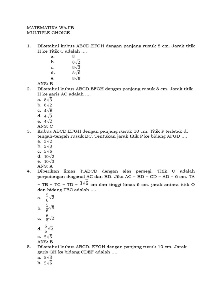 Soal MATEMATIKA WAJIB | PDF