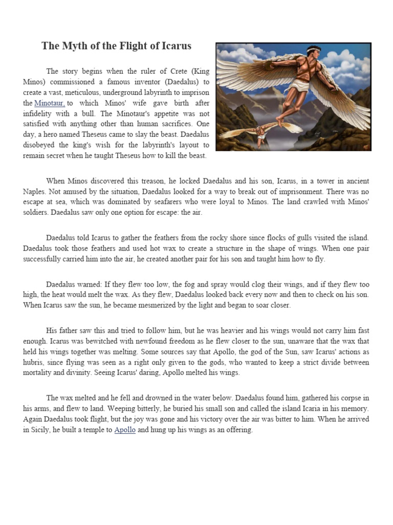 The Myth of The Flight of Icarus | PDF | Minotaur