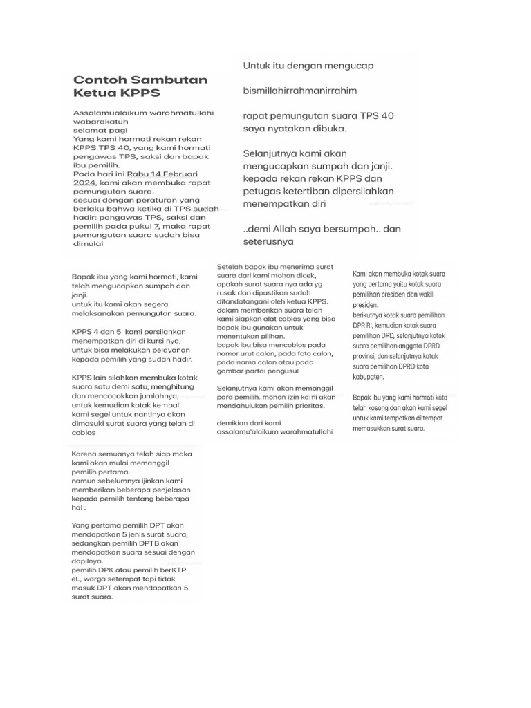 Sambutan Kpps | PDF