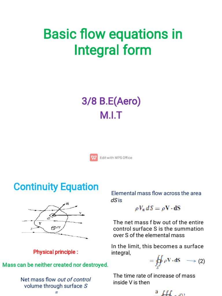 Integral Form of Equations | PDF | Momentum | Fluid Dynamics