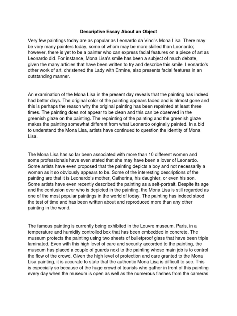 Descriptive Essay Example About An Object PDF | PDF | Leonardo Da Vinci | Paintings