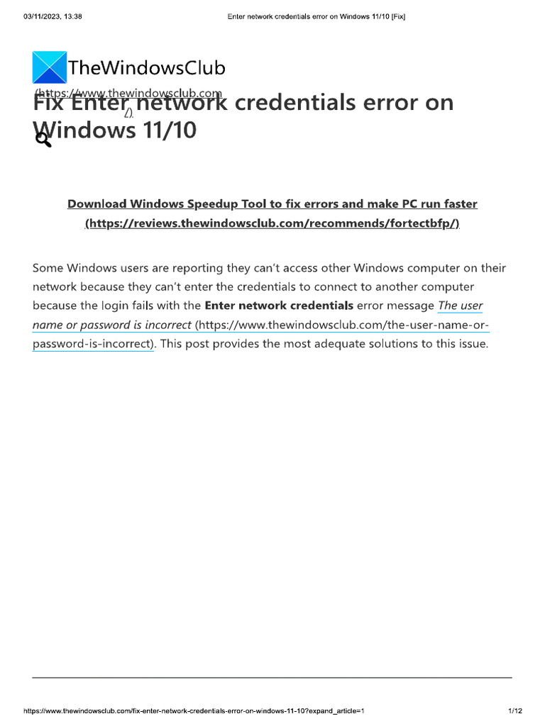 Aleks Fix Enter Network Credentials Error On Windows 11 10 Pdf