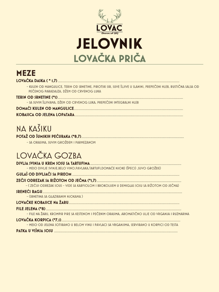 Menu SRB 2 Lovac | PDF