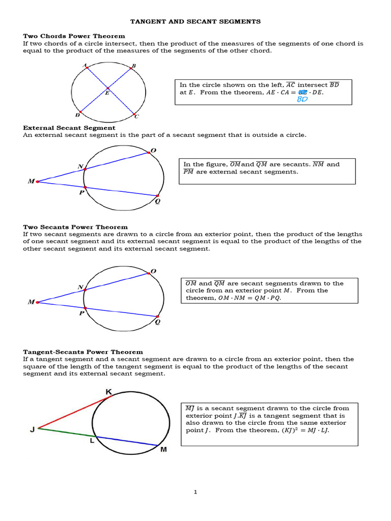 Power Theorems | PDF | Circle | Geometric Shapes