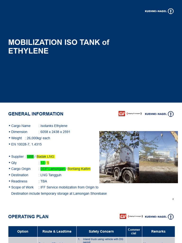 Mobilisasi Iso Tank Ethylene ke LNG Tangguh | PDF