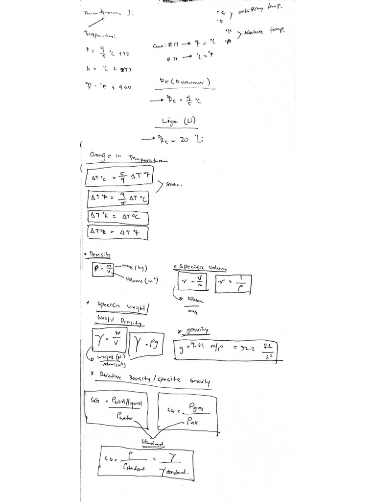 Thermo 1 - Formulas, Conversion, Etc. | PDF